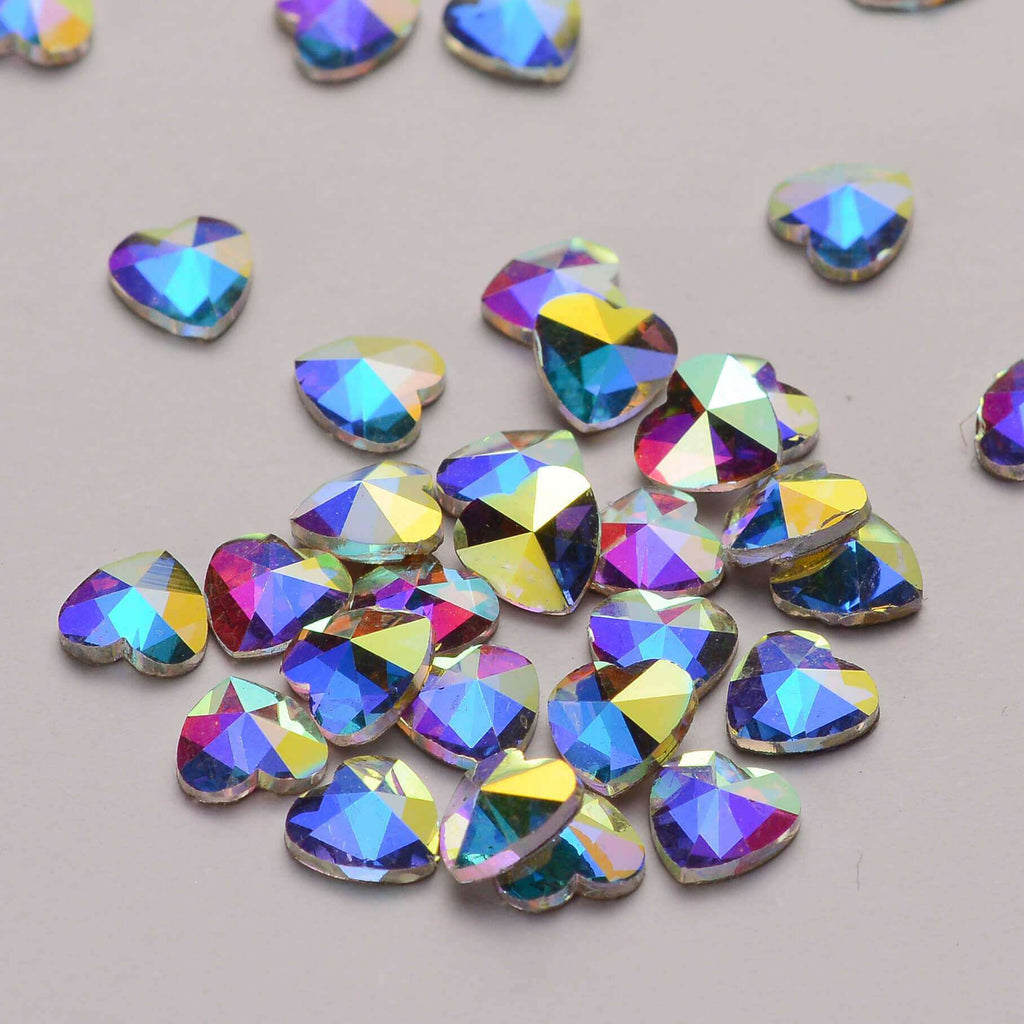 Heart Shape Crystal AB Glass Flat Back Fancy Rhinestones ...