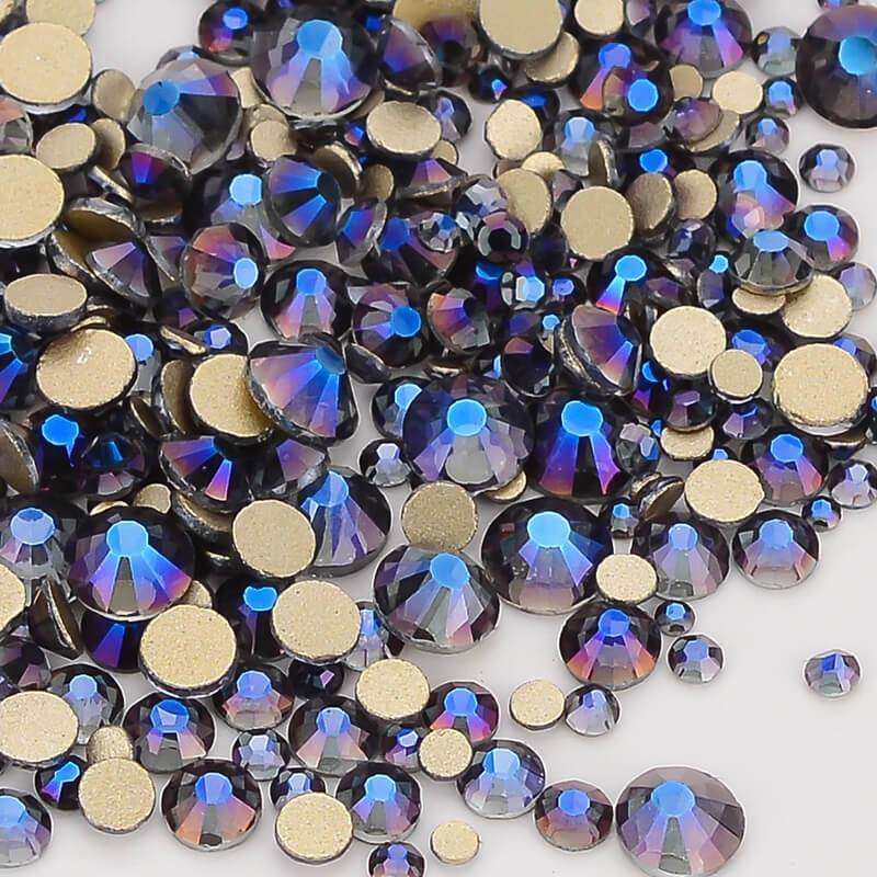 Mixed Sizes Violet Effect Glass FlatBack Rhinestones For Nail Art ...