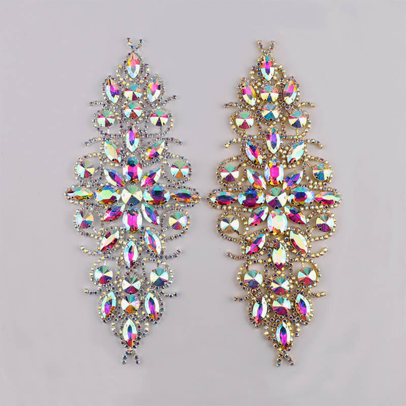 Sew-on Crystal AB Glass Rhinestone Applique RA427 – WholesaleRhinestone
